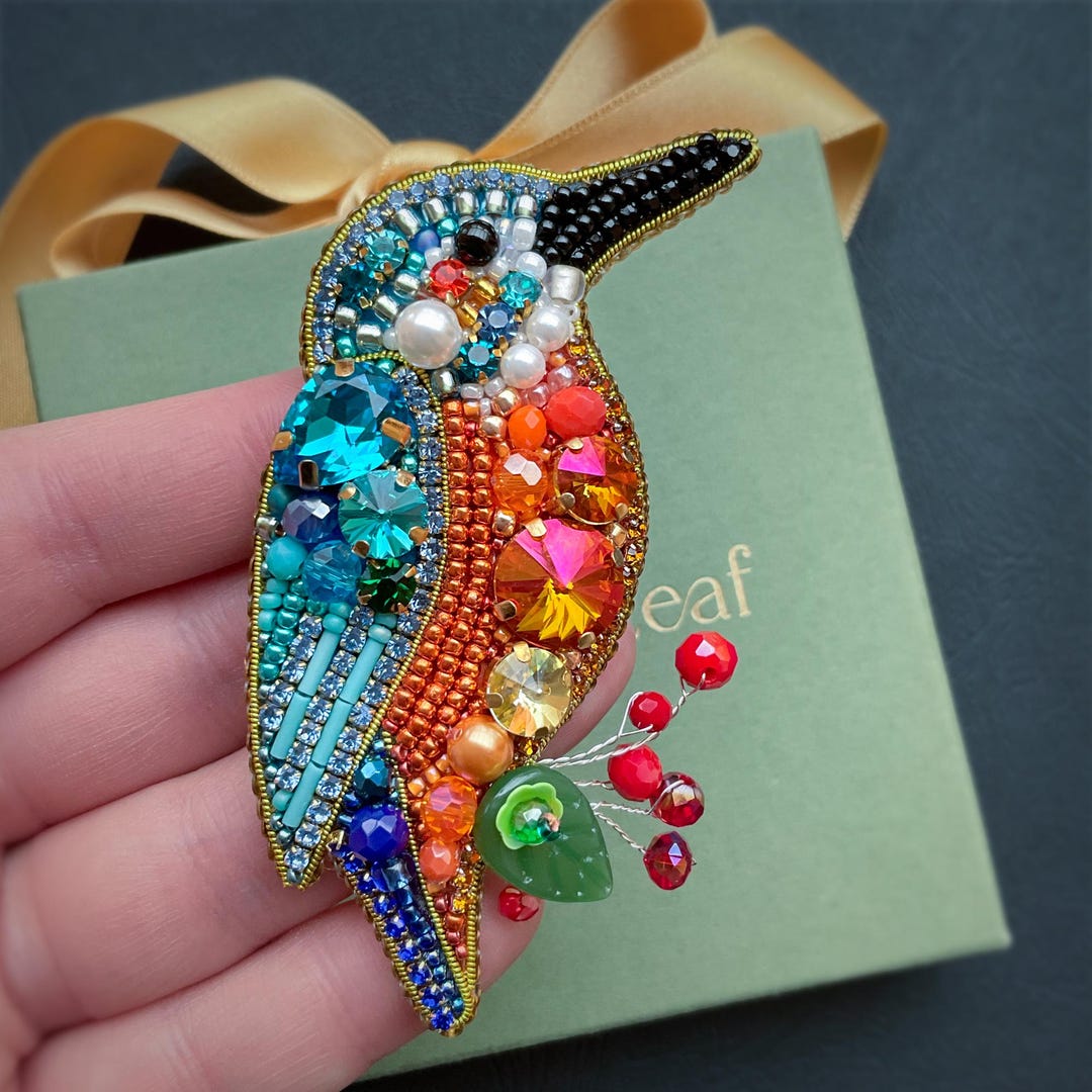 Handmade Kingfisher Pin / Blue Bird Brooch for Women / Nature Inspired ...