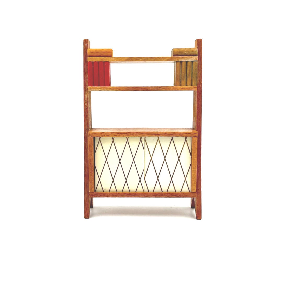 Brio Book Shelf/book Case With Golden Harlequine Patterned Sliding ...