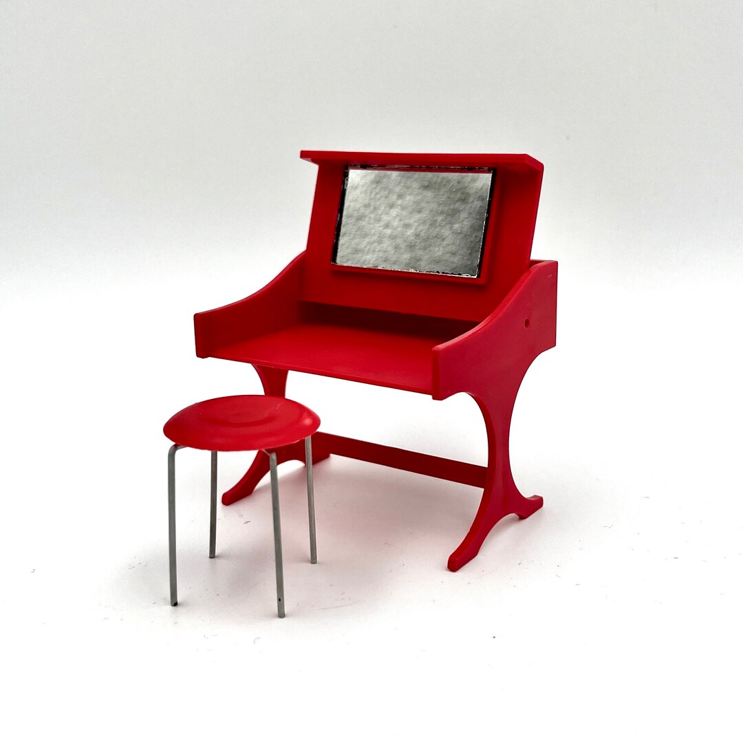 Brio Red Dressing Table With Mirror and Stool - Dollhouse Item - Etsy