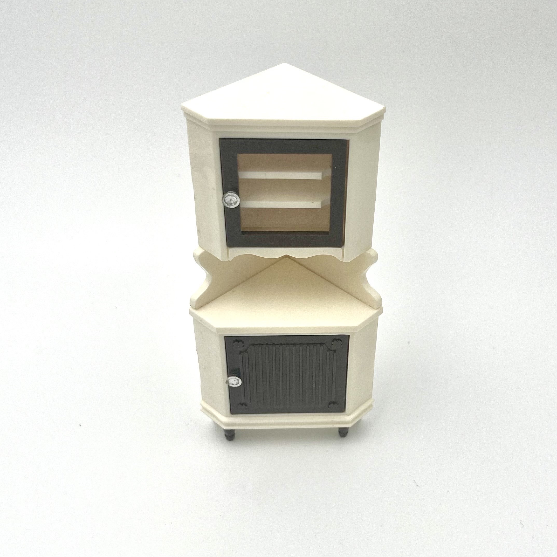 Europa White and Brown Corner Cupboard - Dollhouse Item - Etsy