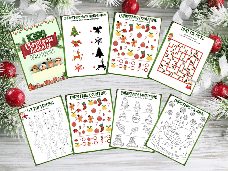 Printable Kids Christmas Activity Workbook. Fun Christmas Themed ...