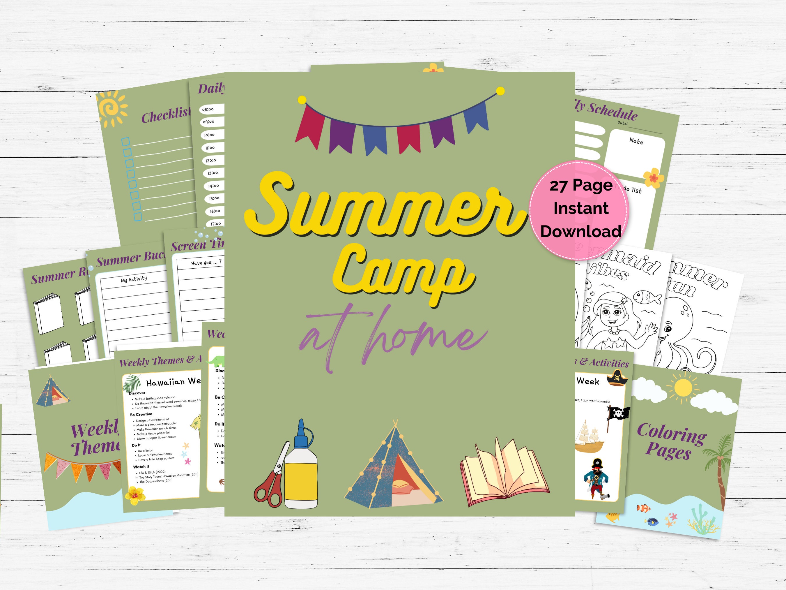 Summer Camp at Home, Kids Summer Planner,summer Craft Ideas, Reading ...