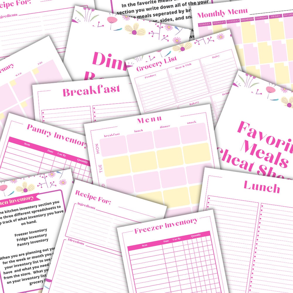 Printable Kitchen Planner With Meal Plan and Food Inventory. New Year ...