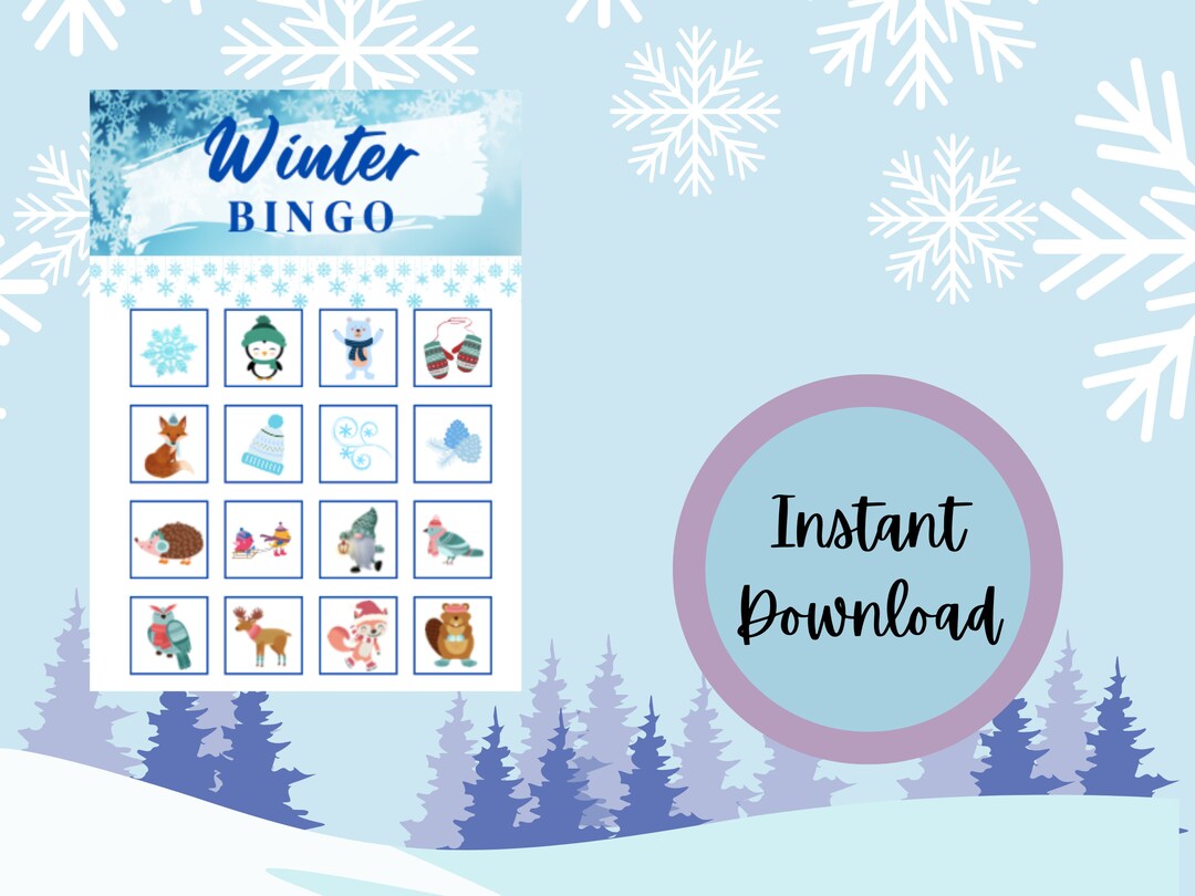 Winter Bingo Printable Game. Family Game Night Fun. Christmas Party ...