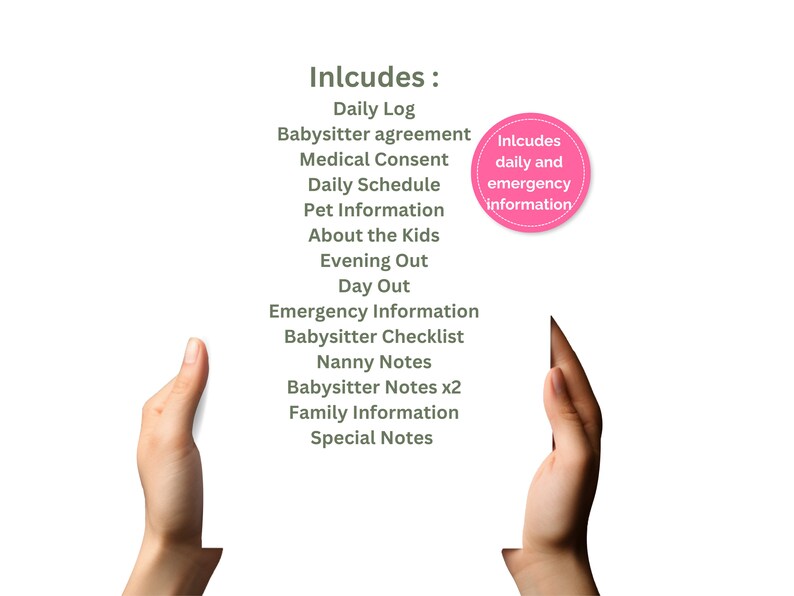 Babysitter Checklist and Planner, Printable Babysitter Notes. Child and ...