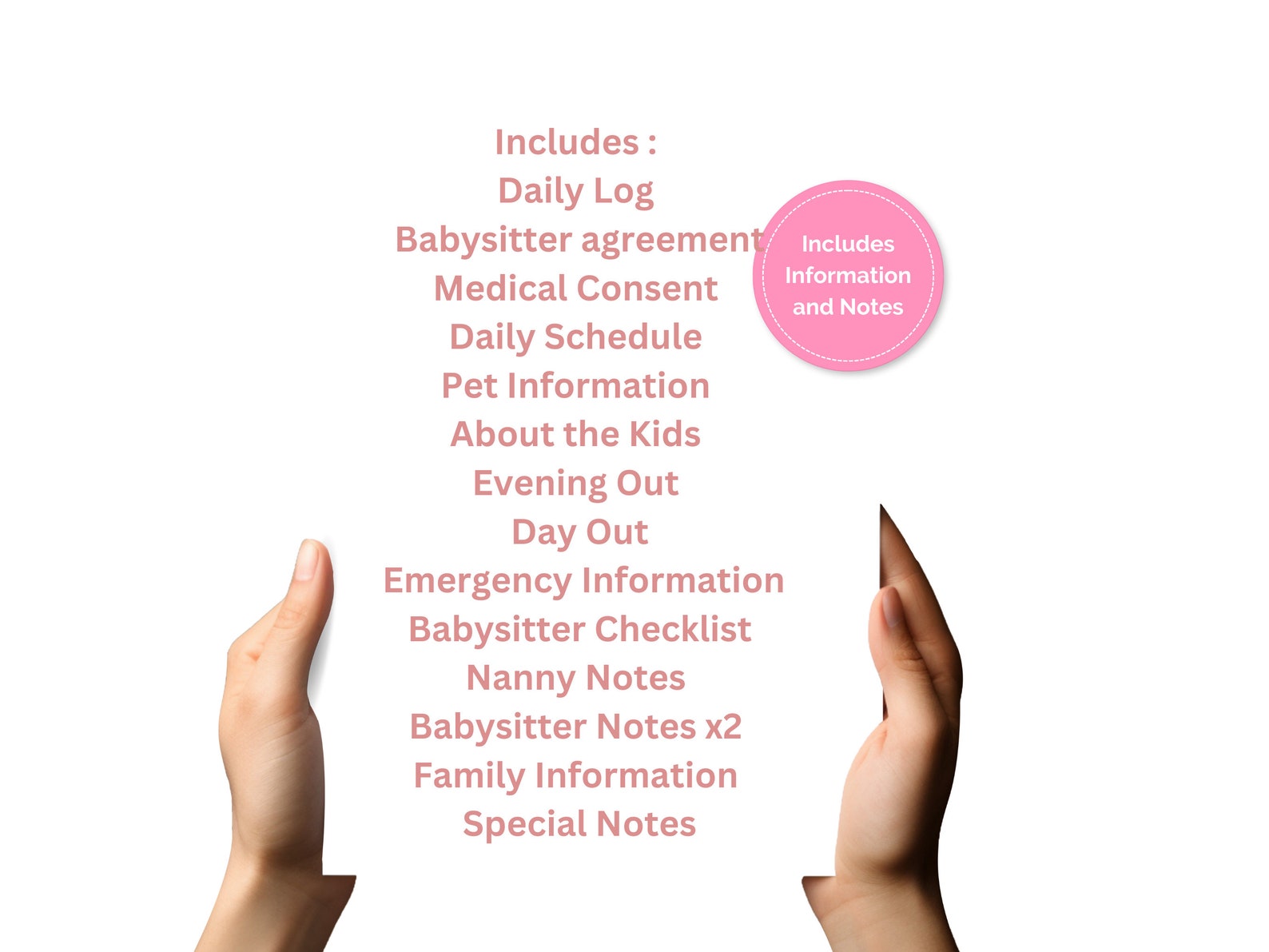 Babysitter Checklist and Planner, Printable Babysitter Notes. Child and ...