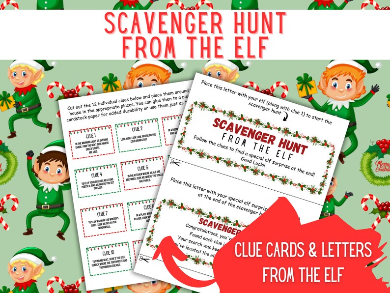 Christmas Elf Printable Game. Elf Scavenger Hunt for Family Game Night ...