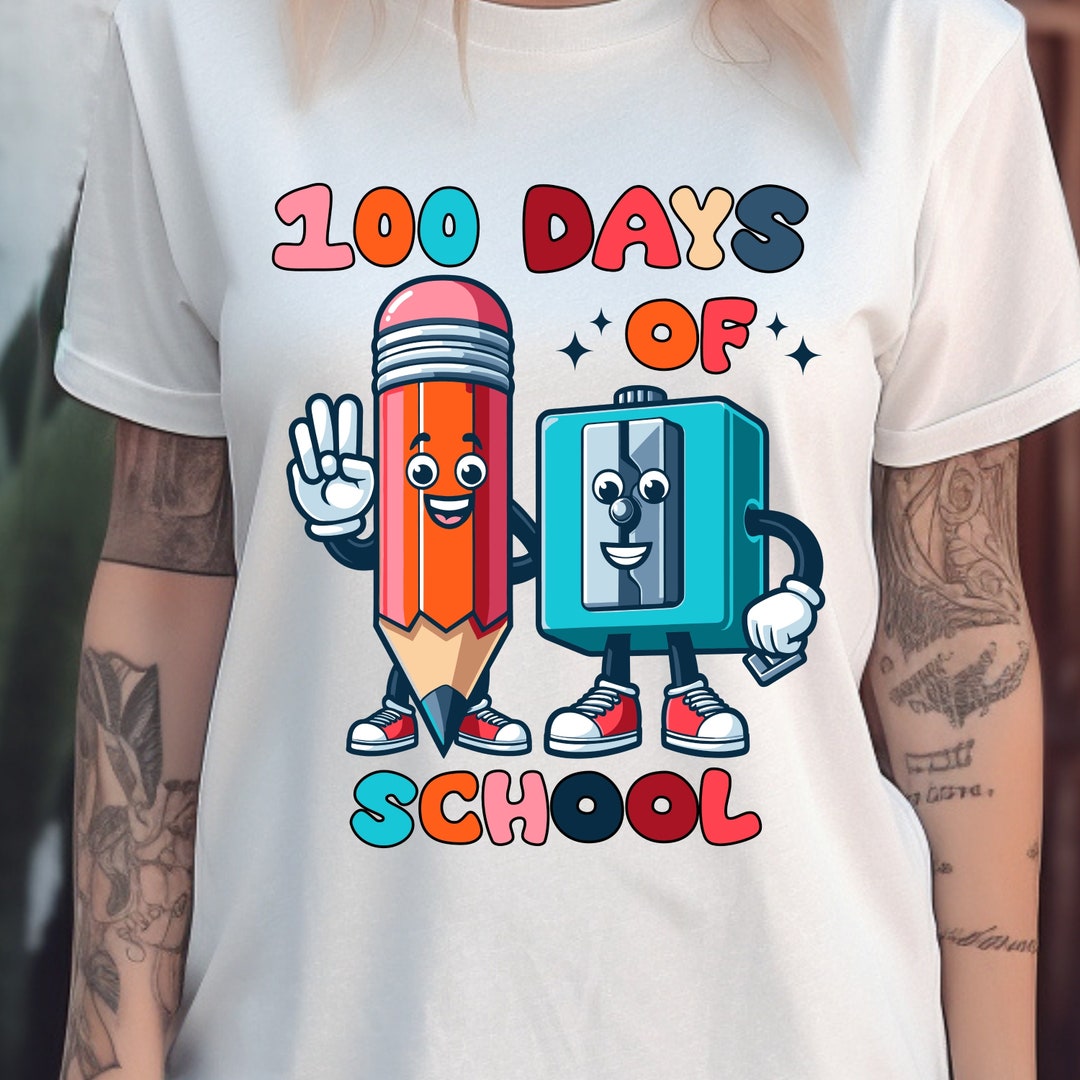 Retro 100 días de escuela SVG PNG, Maestro SVG, 100.o día de escuela ...