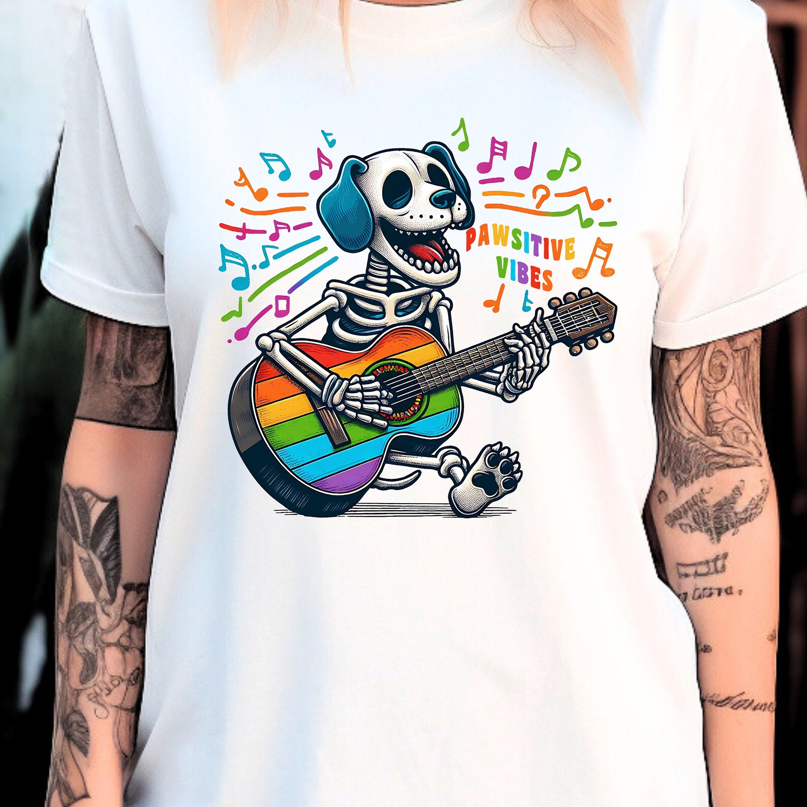 Powsitive Vibes LGBTQ Png, Gay Skeleton Dog Playing Guitar Png ...