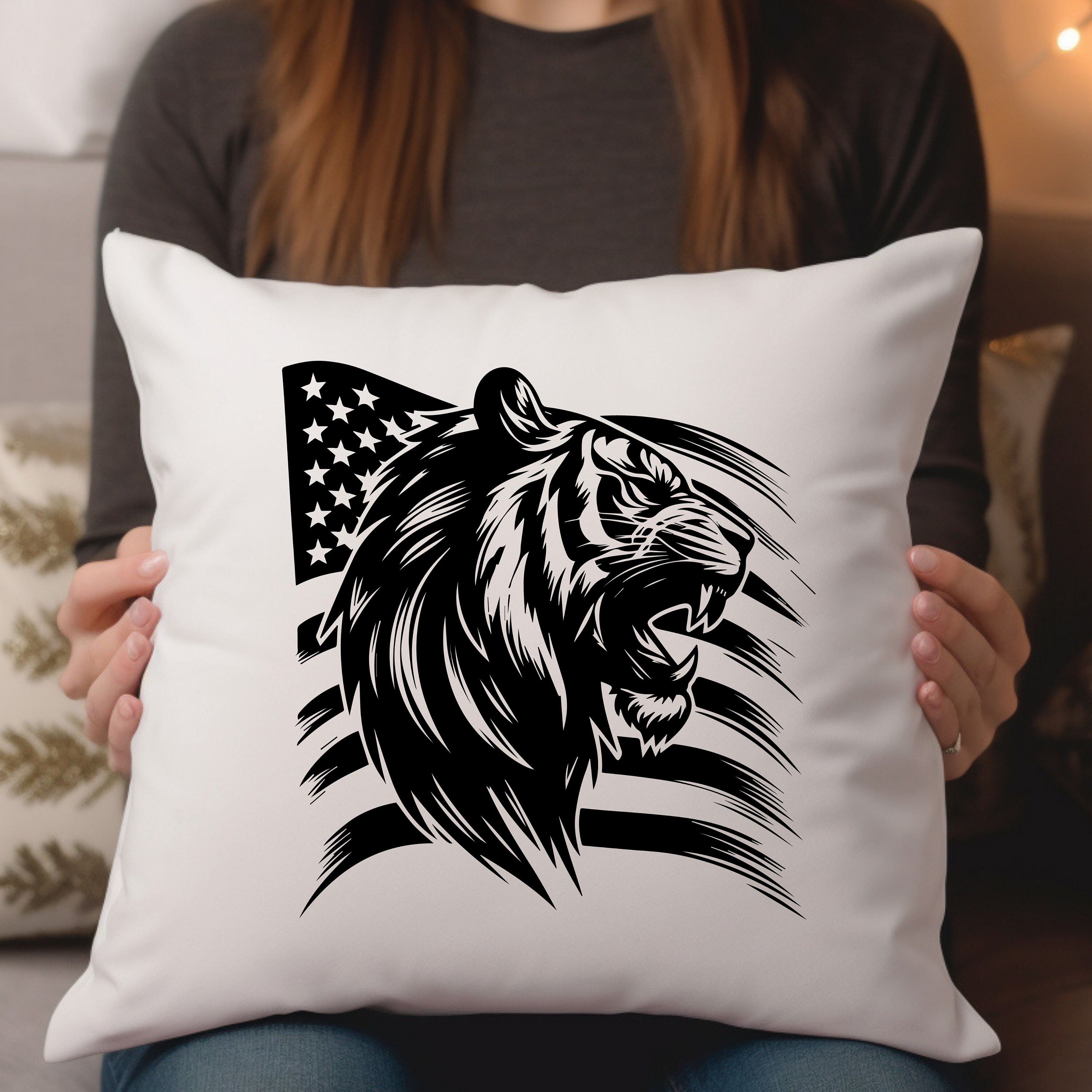 Tiger Svg, Tiger Head With Usa Flag Svg, Tiger Face Png, American Flag ...