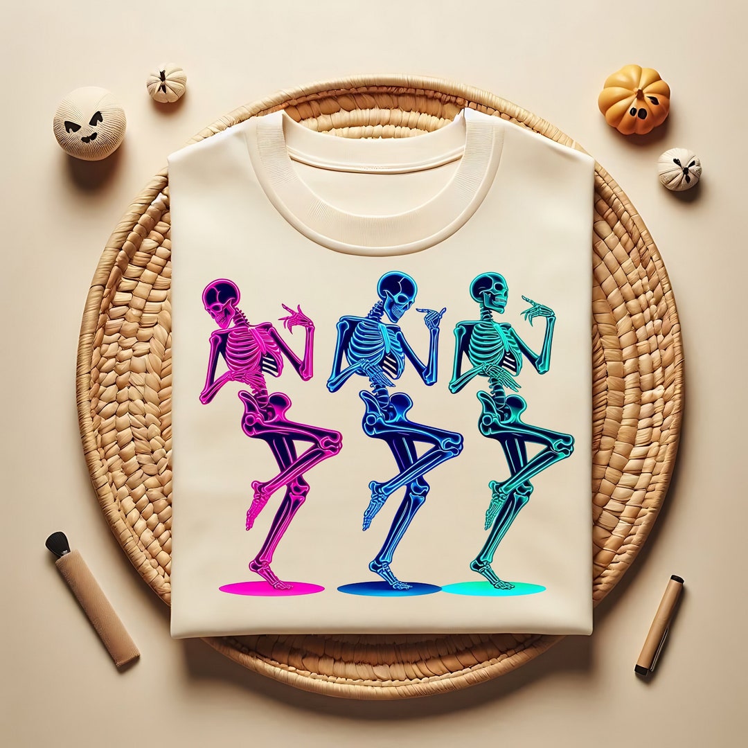 Dance Skeleton Neon Png, Halloween Neon Skeleton Dancing Png, Neon ...