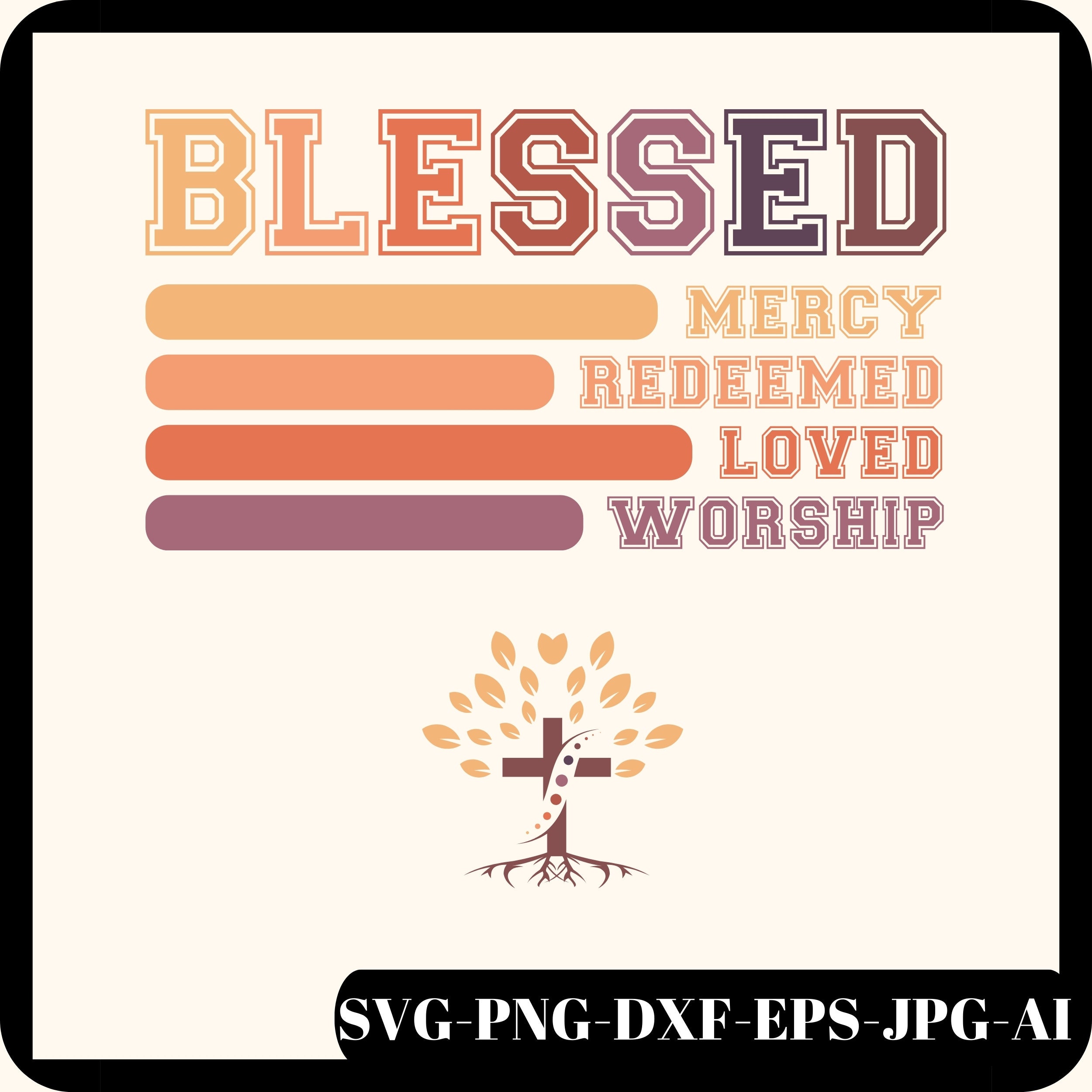 Retro Blessed Redeemed Quotes Svg Png Eps, Elegant Christian Quote Png ...