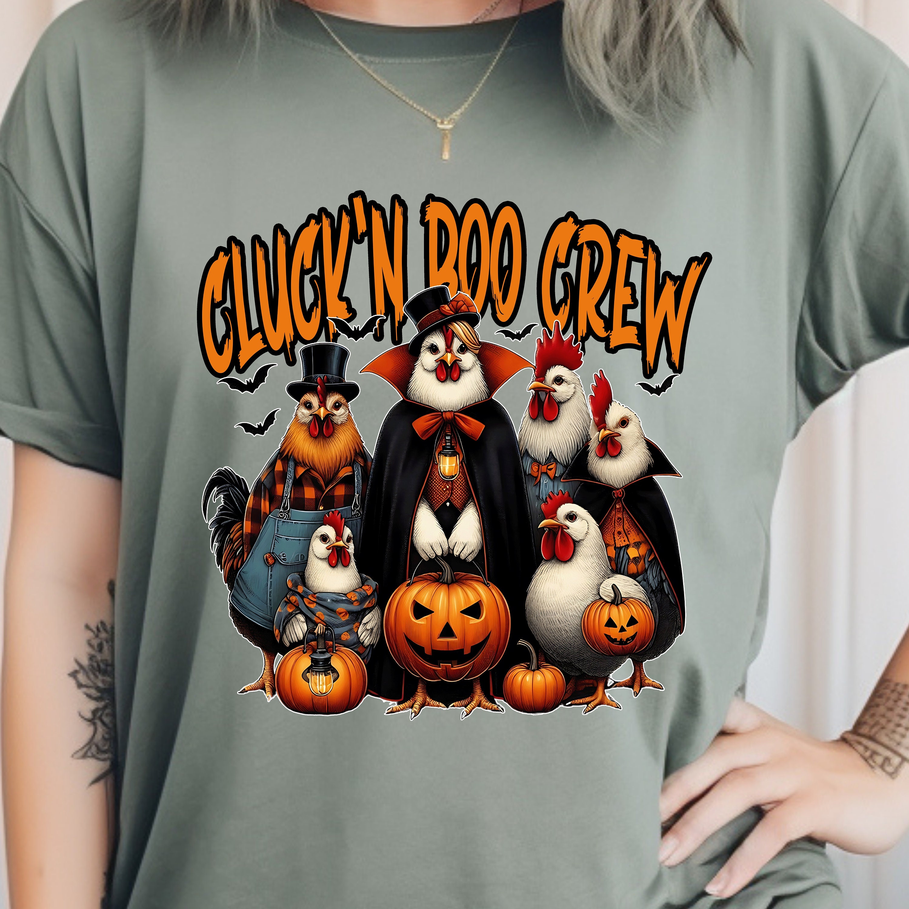 Cluckin Boo Crew Halloween Png, Vintage Chicken Halloween Png, Spooky ...