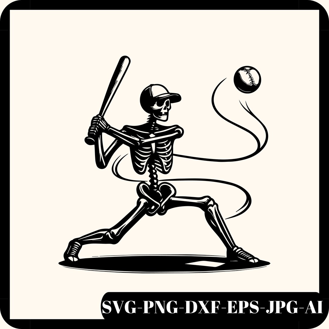 Skeleton Baseball Player Svg, Skeleton Baseball Svg, Baseball Svg ...