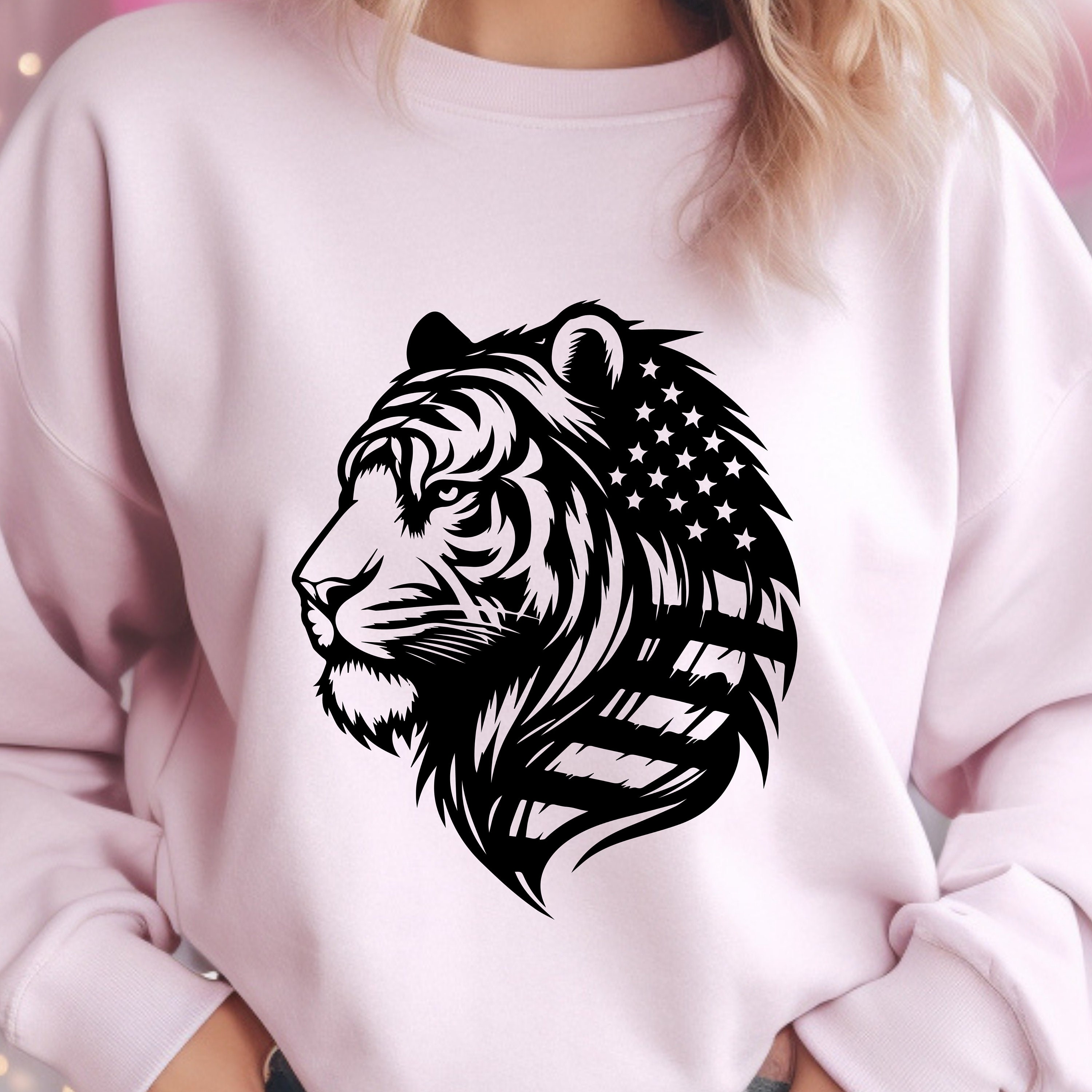 Tiger Svg, Tiger Head With Usa Flag Svg, American Flag Svg, Tiger Face ...