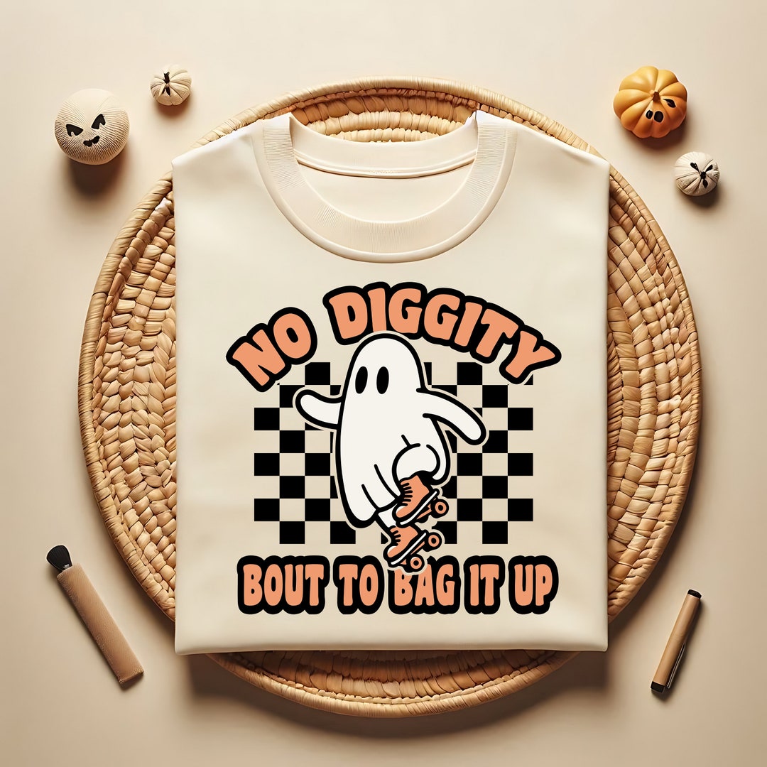 No Diggity Bout to Bag It up Svg, Retro Checkered Cute Ghost Svg Png ...