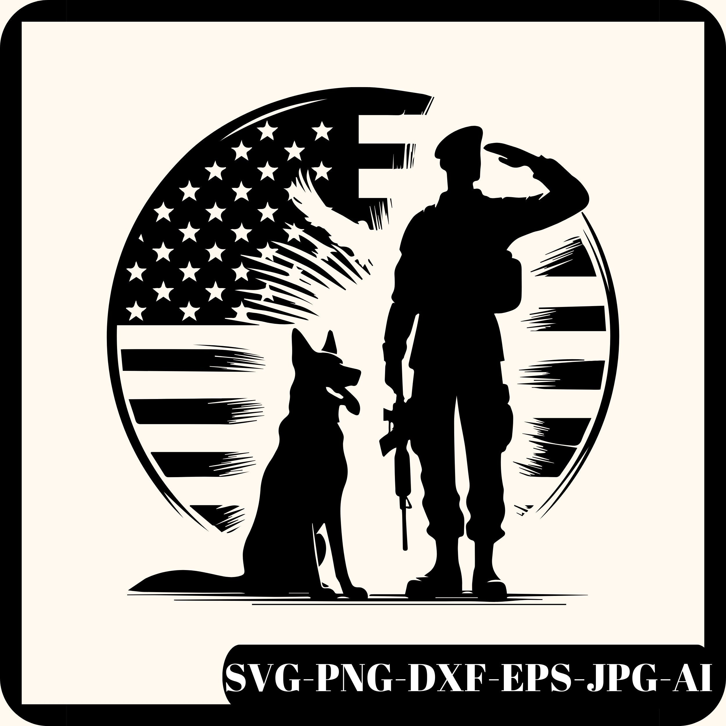 US Soldier and Dog Silhouette SVG Png, Veteran Soldier Svg, American ...
