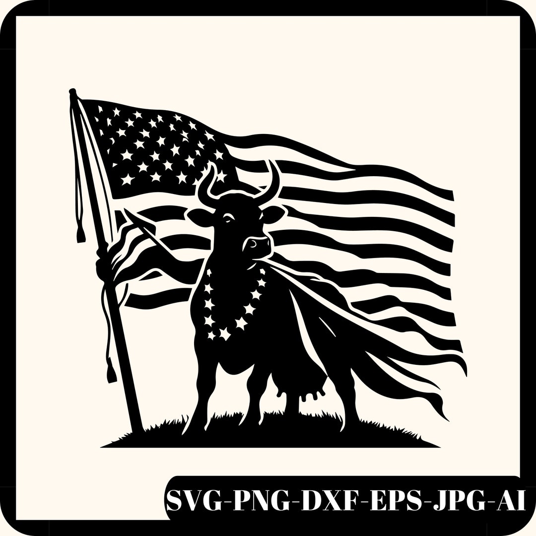 American Cow Soldier Svg, Cow With Usa Flag Svg, Farm Svg File, US Cow ...