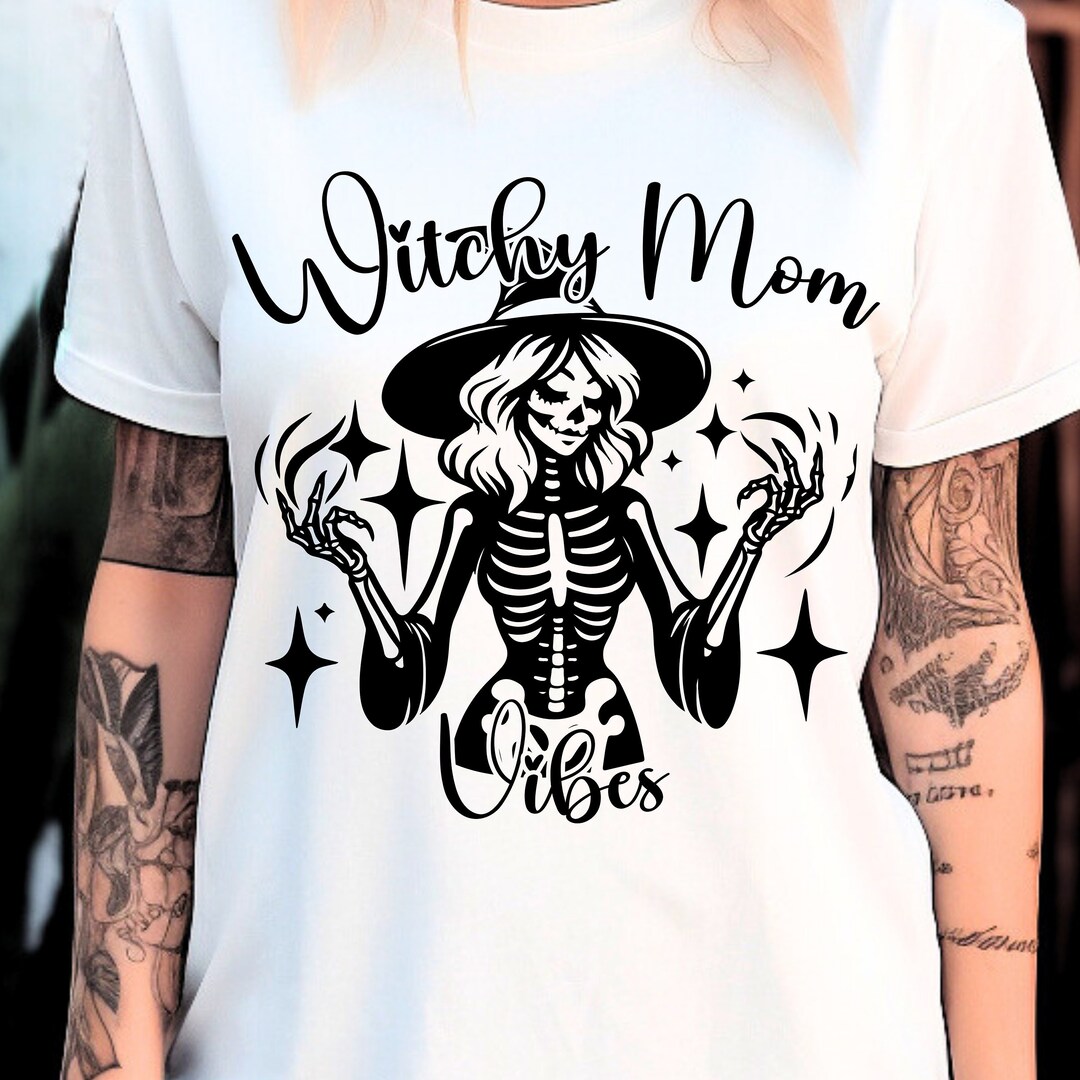 Witchy Skeleton Mom SVG PNG: Halloween Shirt Design (digital Download ...