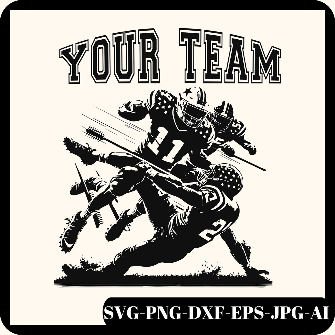 Custom Football Team SVG PNG, Personalized Tackle Design (digital ...