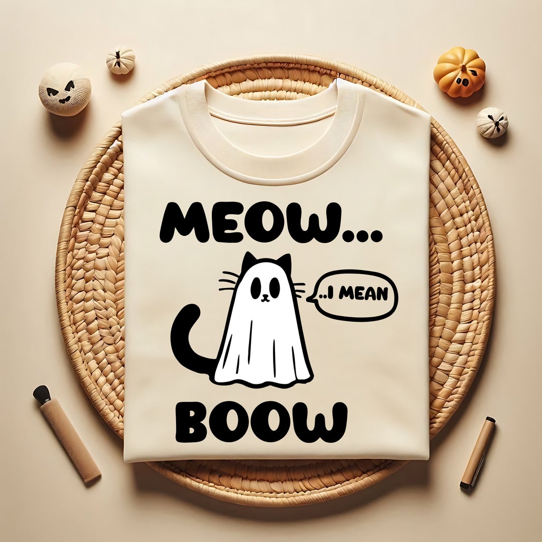 Meow I Mean Boow Svg Png, Funny Cat Halloween Svg, Spooky Cat Png ...