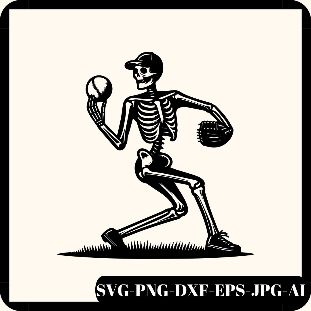 Skeleton Baseball Svg, Baseball Svg, Skeleton Baseball Player Svg ...