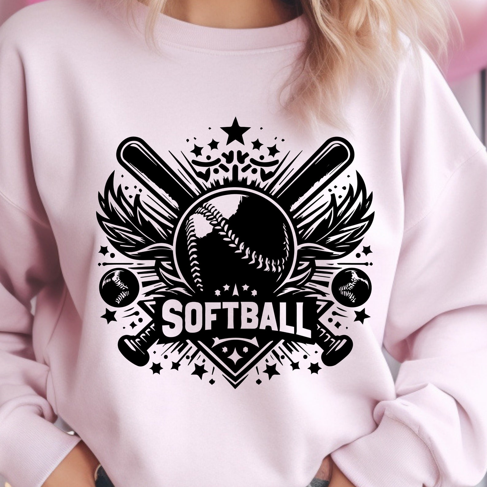 Softball Svg , Softball Template, Png , Silhouette , Cricut Cut File ...