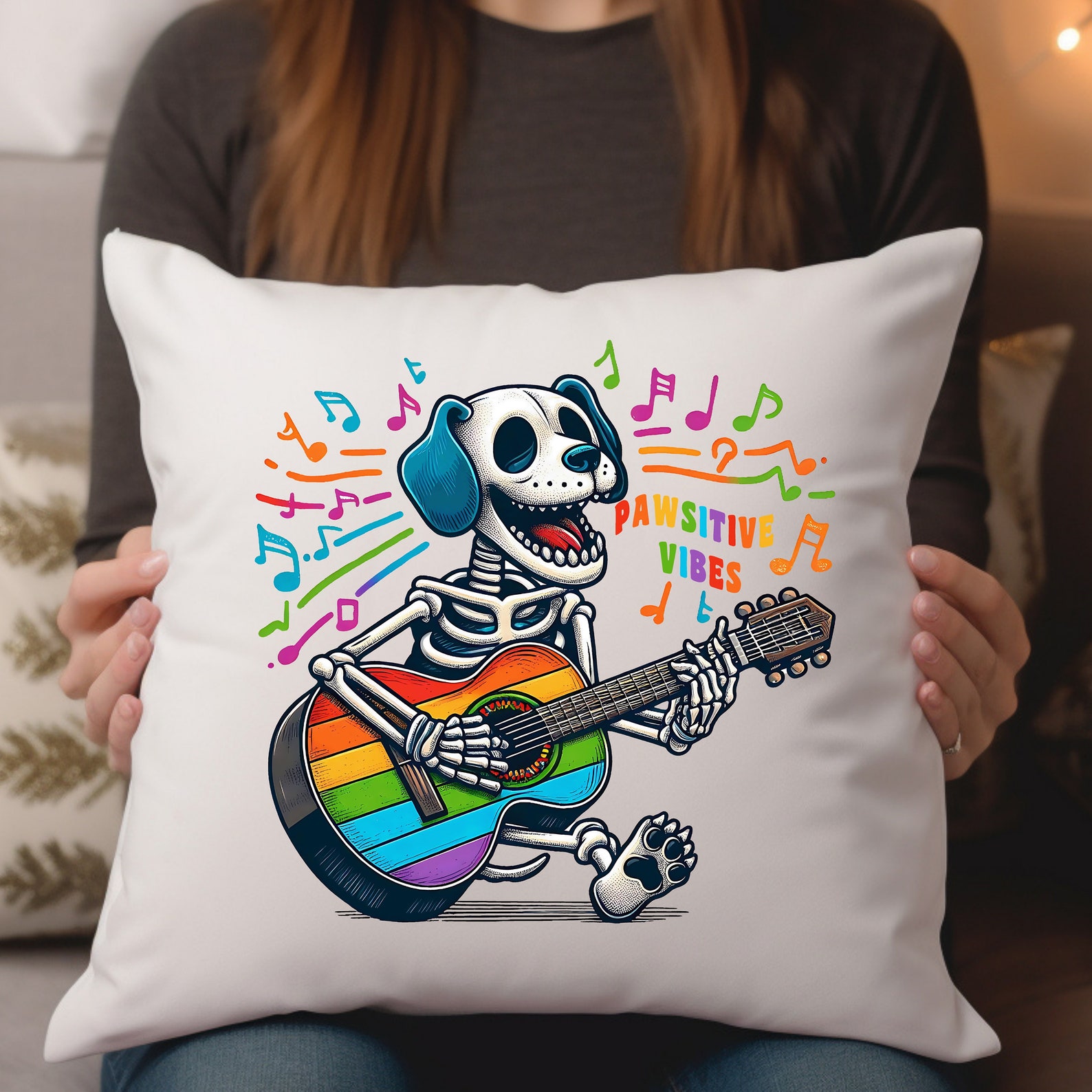 Powsitive Vibes LGBTQ Png, Gay Skeleton Dog Playing Guitar Png ...