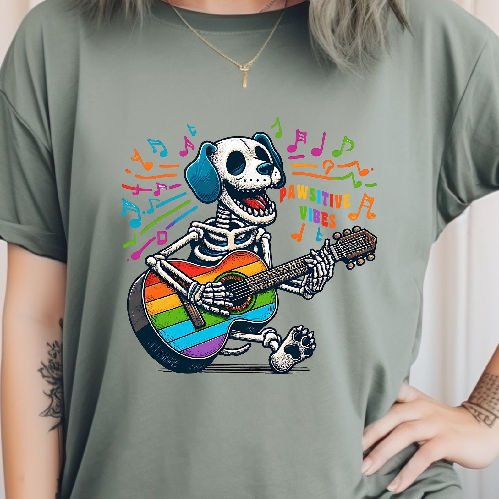 Powsitive Vibes LGBTQ Png, Gay Skeleton Dog Playing Guitar Png ...