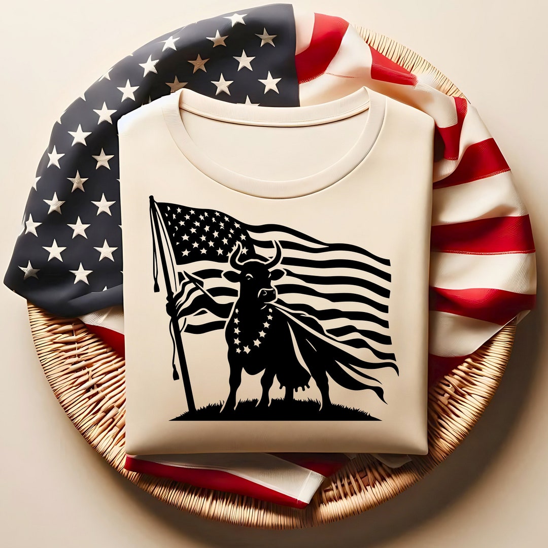 American Cow Soldier Svg, Cow With Usa Flag Svg, Farm Svg File, US Cow ...