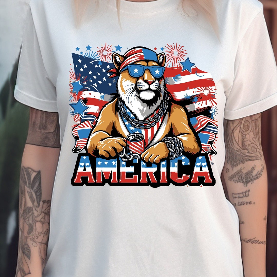 Retro American Mountain Lion PNG SVG, Usa Lion With Flag Png Svg, Funny ...