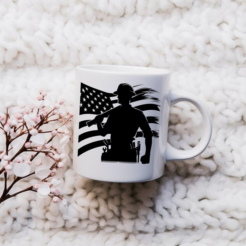 Worker With Us Flag Svg, Worker Silhouette, American Worker SVG ...