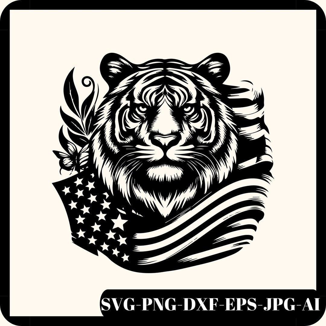 Usa Tiger Svg, Tiger Head With Usa Flag Svg, Tiger Face Png, American ...