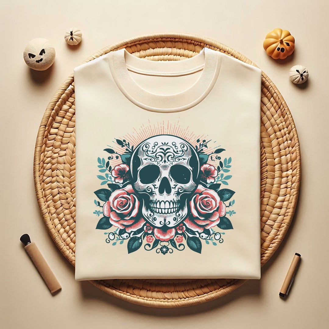 Retro Floral Skeleton Head Svg Png, Floral Skull Svg, Skull Vector ...