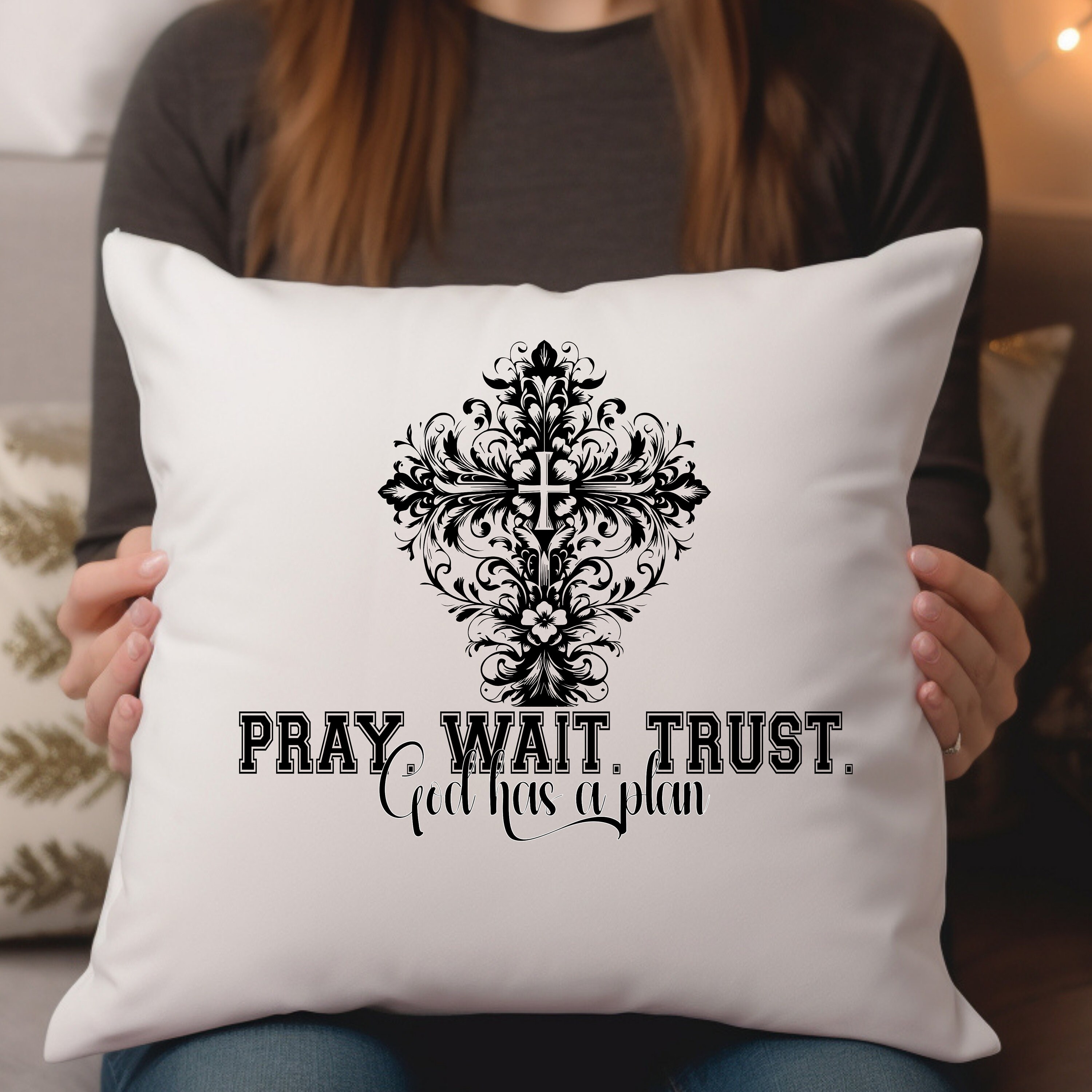 Pray Wait Trust Svg Shirt Vector Pray Png Floral Cross Svg Digital ...