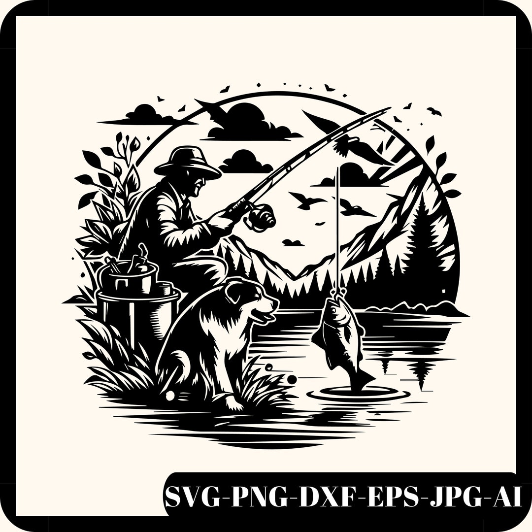 Fishing Svg, Fisherman Catching, Fish SVG, PNG, Cricut Cut File, Funny ...