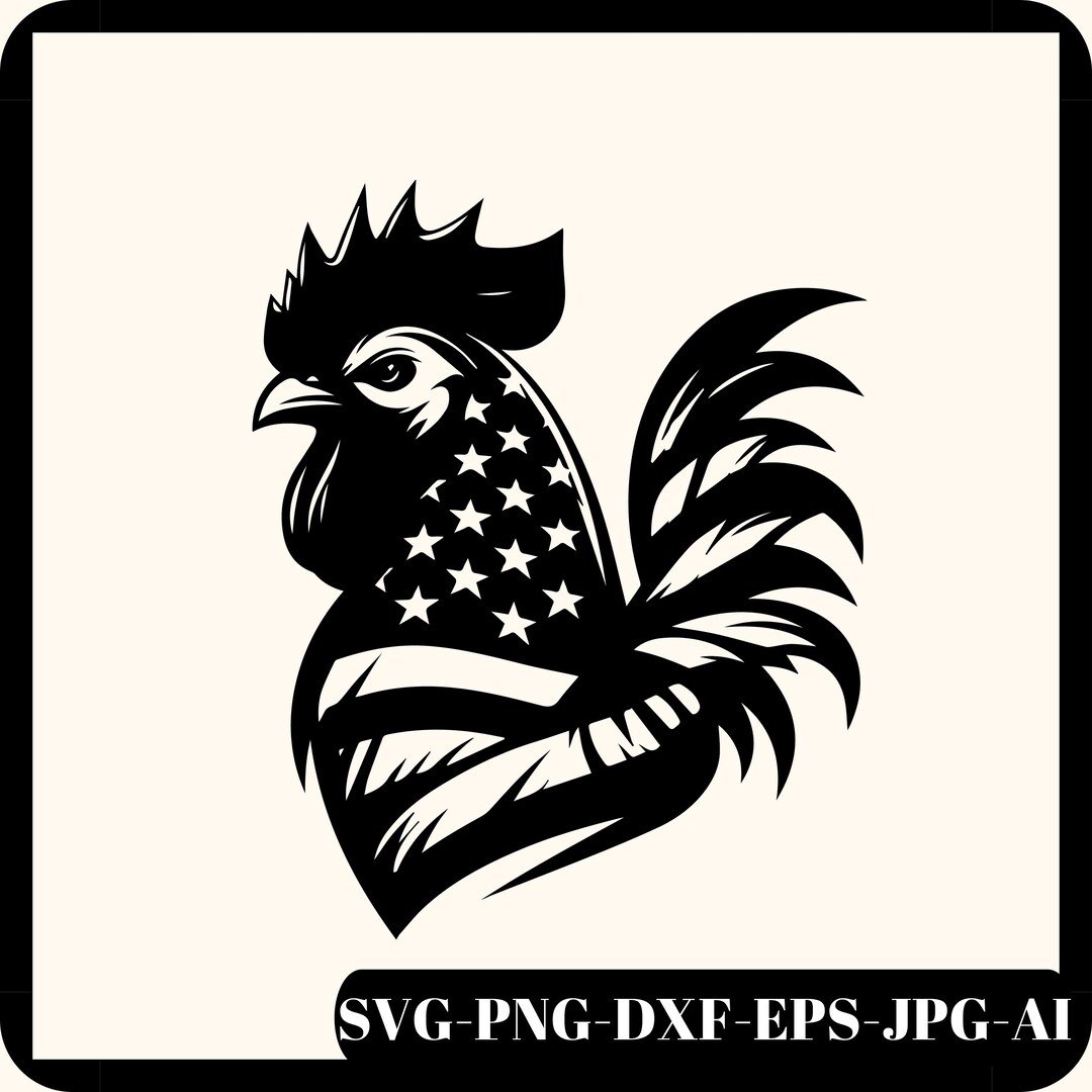 Rooster Svg, Chicken Flag SVG, Farming Svg, Chicken Svg, American Flag ...
