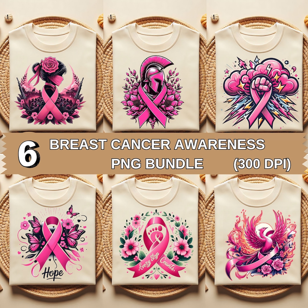Breast Cancer Awareness Png Bundle, Fight Cancer Png Bundle, Floral ...