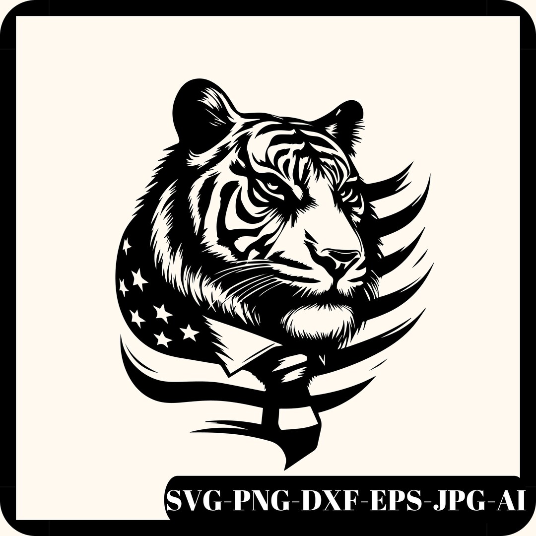 Tiger Head With Usa Flag Svg, American Flag Svg, Tiger Svg, Tiger Face ...