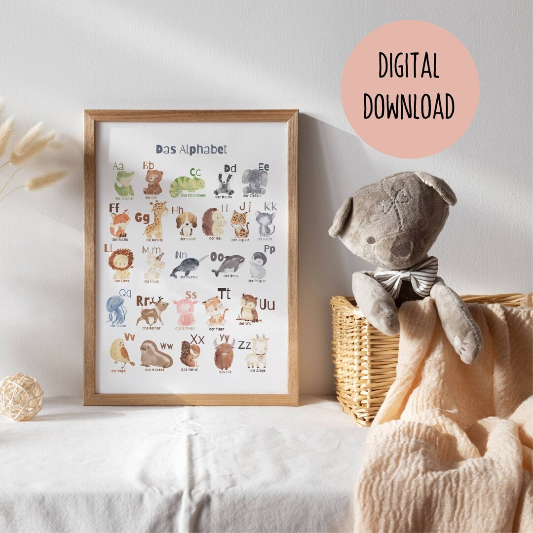 ABC Alphabet Animal Printable Digital Poster in German/deutsch, DIGITAL ...