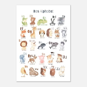ABC Poster Deutsch, Learning Alphabet With Animal Premium Matte Paper ...