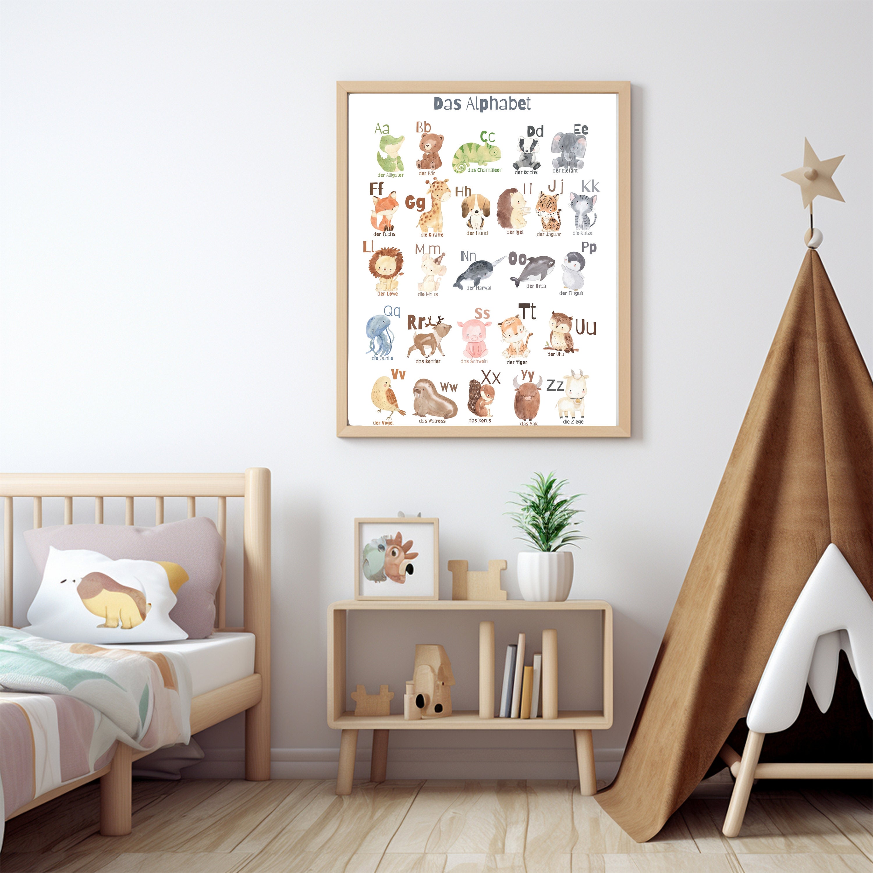 ABC Poster Deutsch, Learning Alphabet With Animal Premium Matte Paper ...