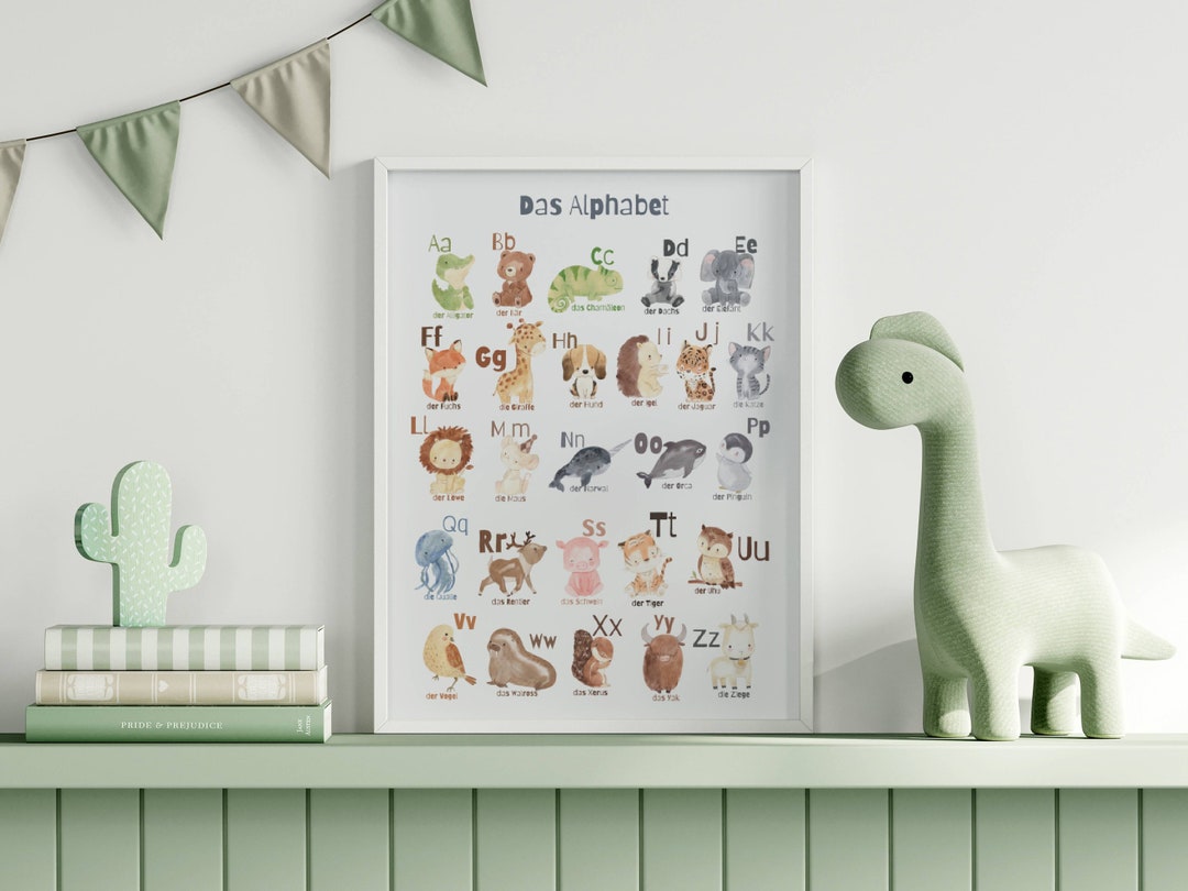ABC Poster Deutsch, Learning Alphabet With Animal Premium Matte Paper ...