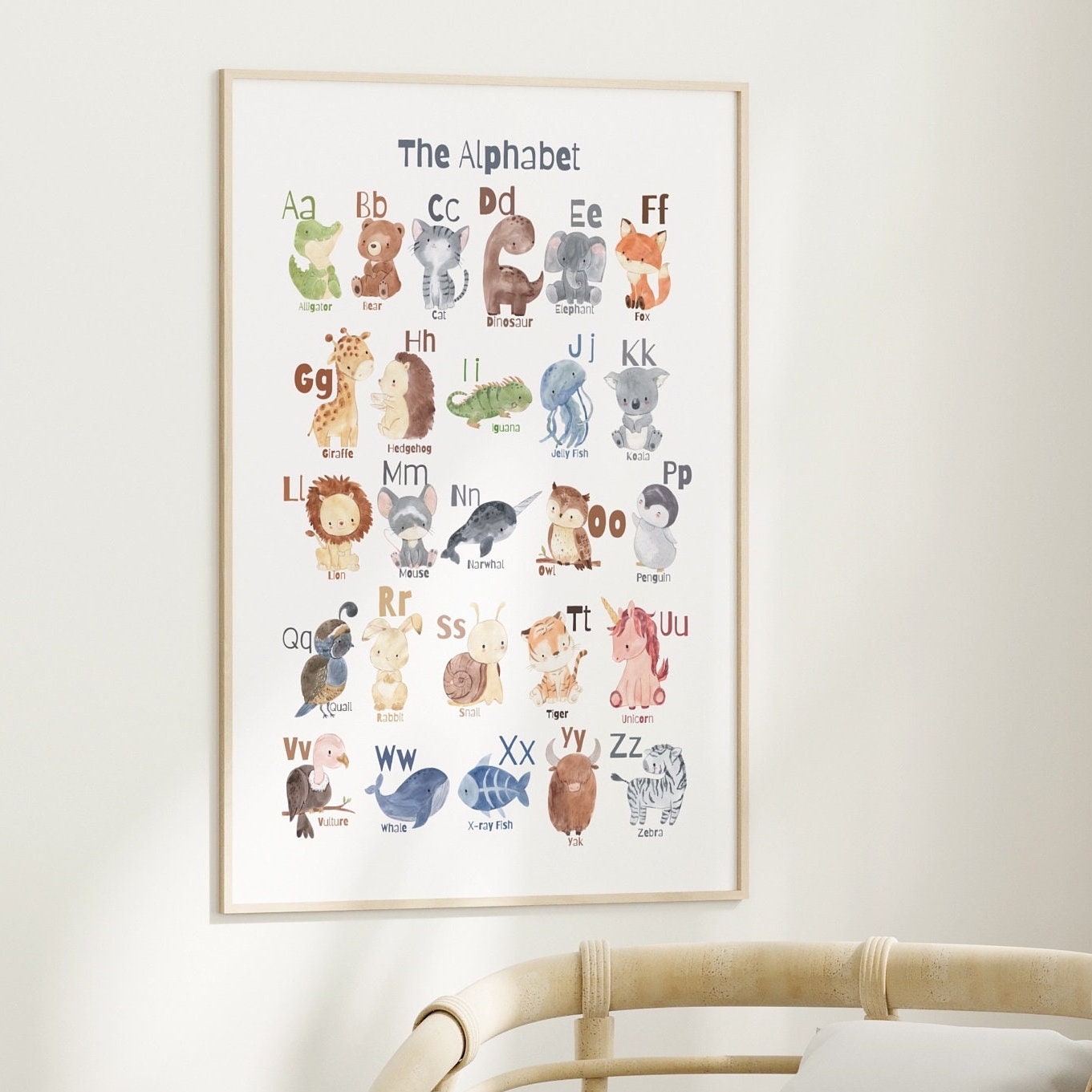 ABC Poster English, Learning Alphabet With Cute Animals Matte Paper ...