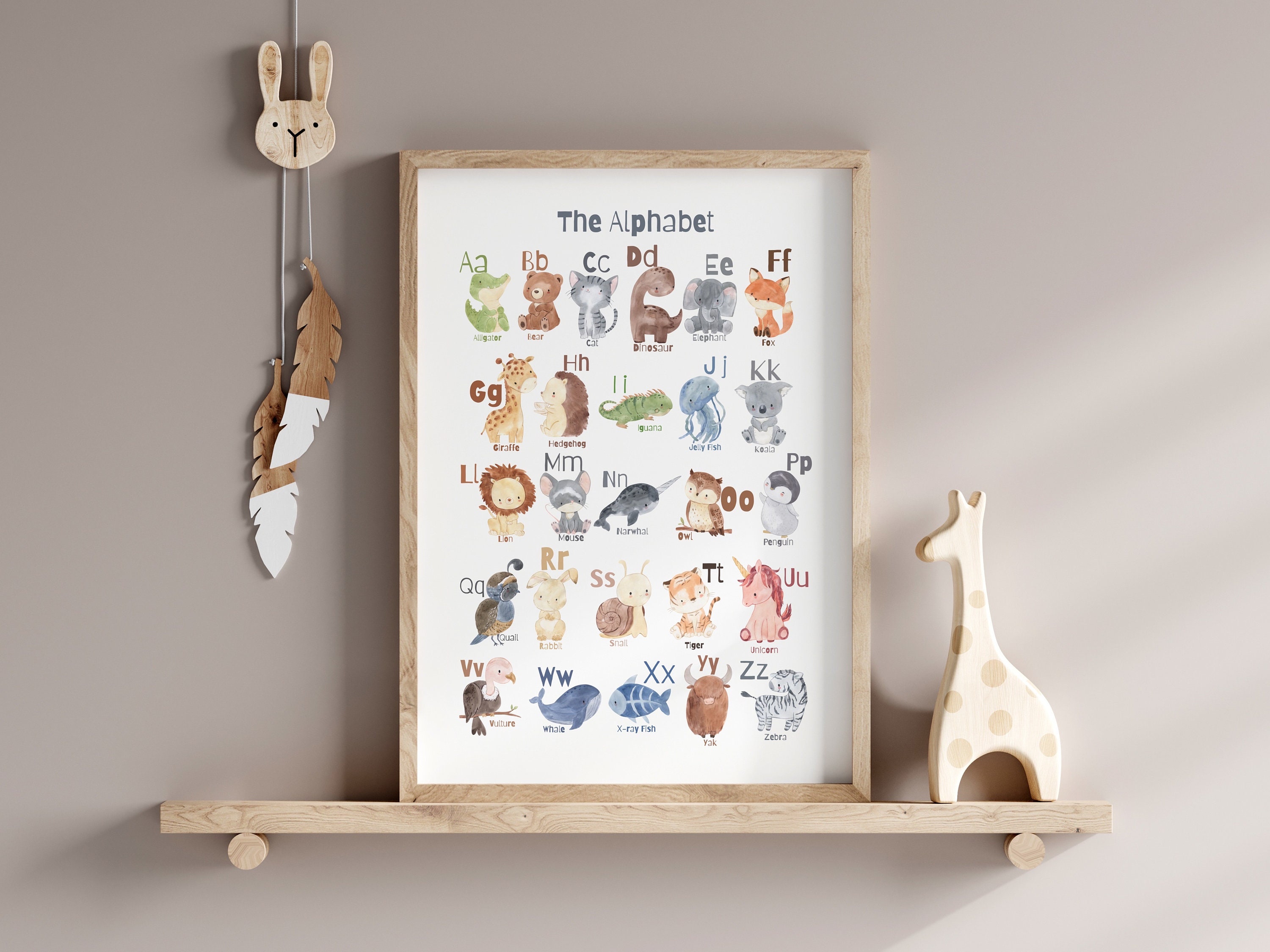 ABC Poster English, Learning Alphabet With Cute Animals Matte Paper ...