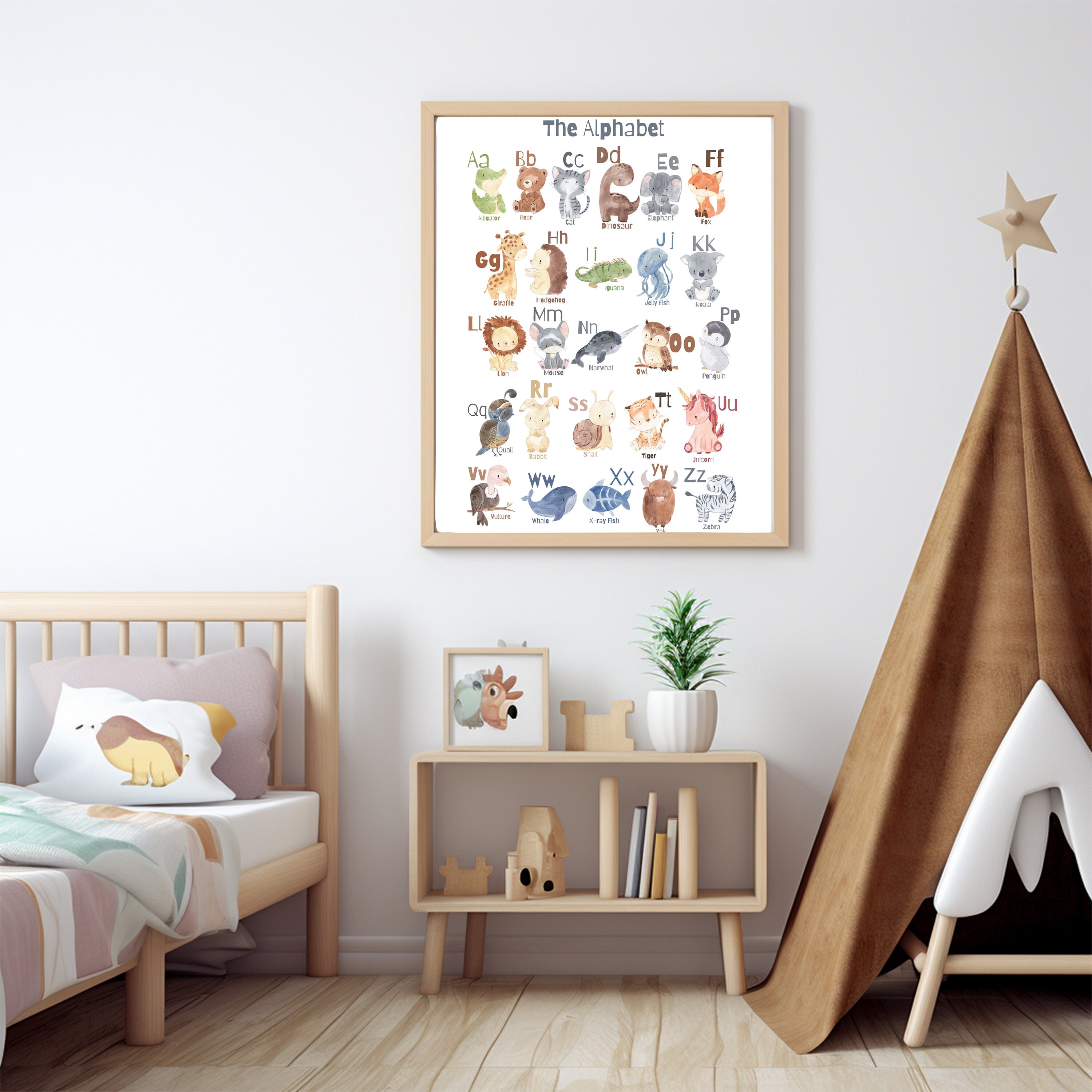 ABC Poster English, Learning Alphabet With Cute Animals Matte Paper ...