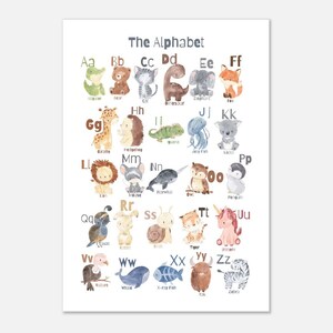 ABC Poster English, Learning Alphabet With Cute Animals Matte Paper ...