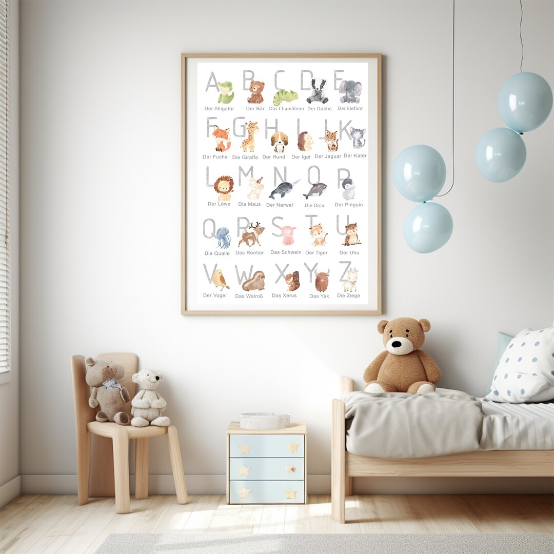 ABC Poster in German, Educational Poster With Animal, Learning Alphabet ...