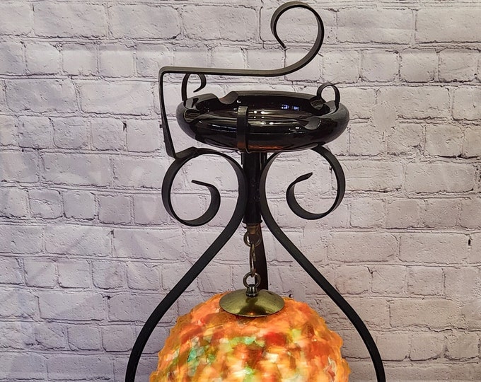 Beautiful and Rare Wrought Iron Standing Ashtray With Working Lucite ...