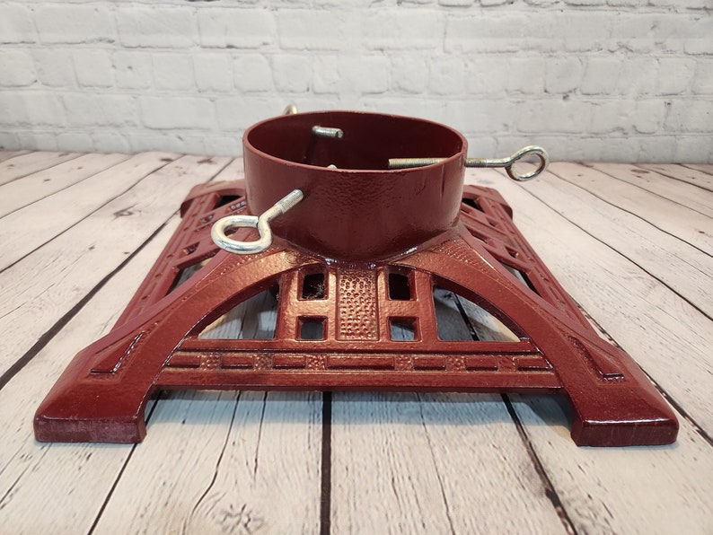 Vintage Christmas Tree Stand, Vintage Cast Iron Cherry Red Ornate ...